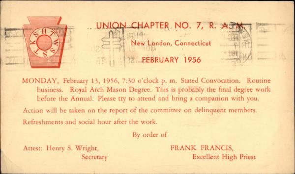 Union Chapter No. 7, R.A.M New London, CT Freemasonry