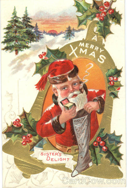 A Merry X mas - Santa Smoking Pipe Santa Claus