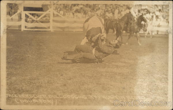 Jack Kerscher Bulldogging, Tex Austin Rodeo 1927 Chicago, IL