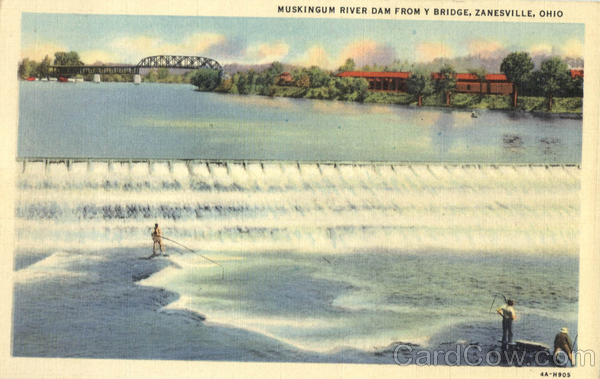 Muskingum River Dam from y Bridge Zanesville, OH