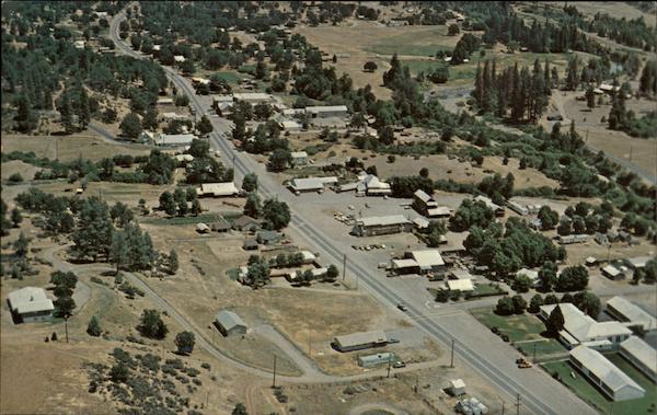 Aerial view of the town Hayfork, CA