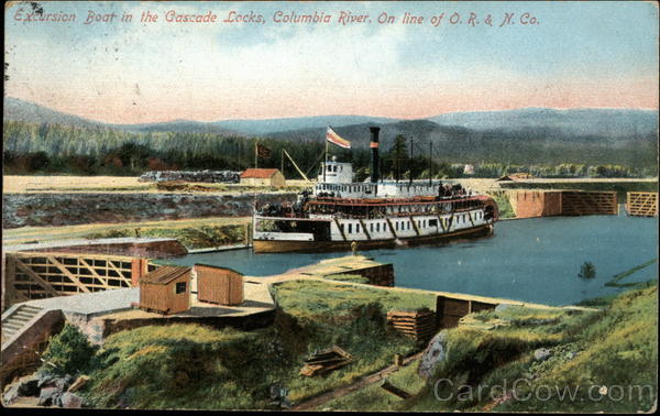 Excursion Boat in the Cascade Locks on the Columbia River Boats, Ships