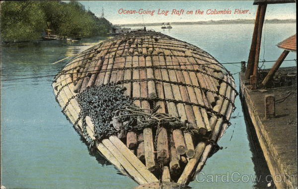 Ocean Going Log Raft Oregon Logging
