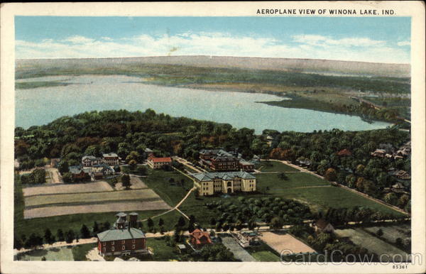 Aeroplane view of Winona Lake Indiana
