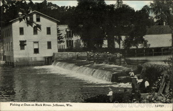 Fishing at Dam on Rock River Jefferson, WI
