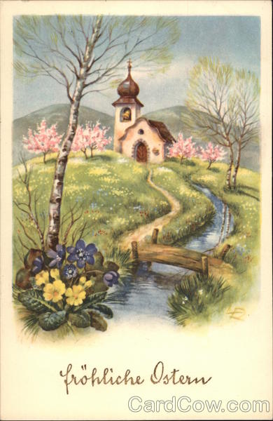 Church and Spring Rural Scene Greetings