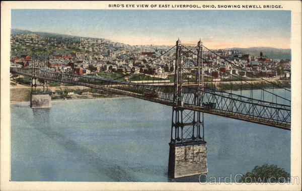 Bird's Eye View of East Liverpool Showing Newell Bridge Ohio