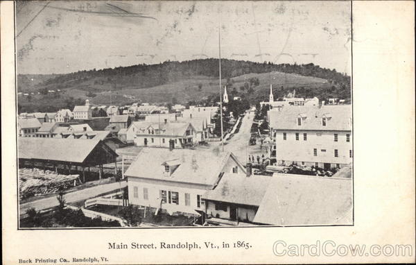 Main Street in 1865 Randolph, VT