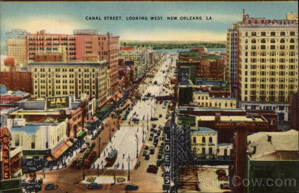 Aerial View, Canal Street, looking West New Orleans, LA