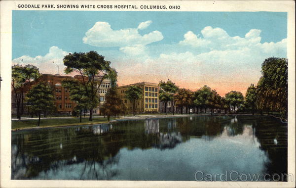 Goodale Park shwoing White Cross Hospital Columbus, OH