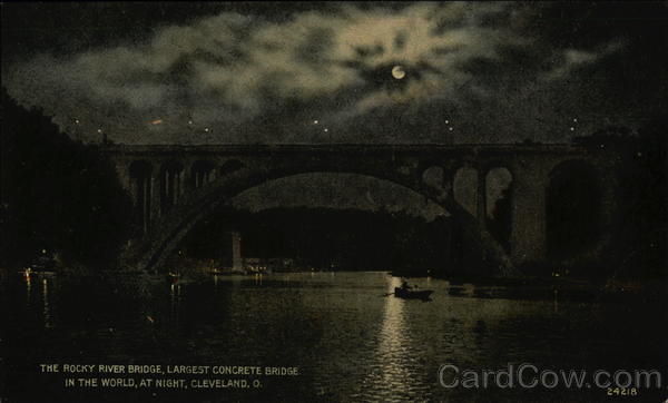 The Rocky River Bridge, Largest Concrete Bridge in the World, at Night ...