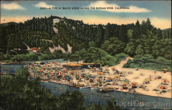 Typical Beach Scene along the Russian River Monte Rio, CA