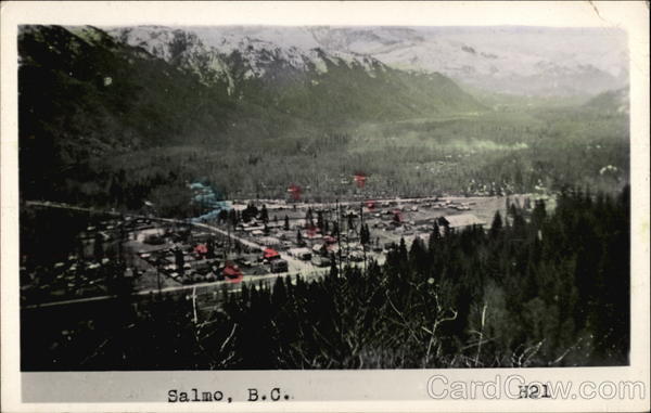 Aerial View of Town Salmo, BC Canada British Columbia