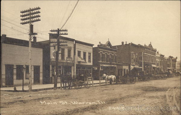 Main Street in 1913 Warren, IL