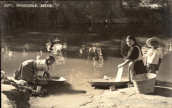 Women Washing Clothes in River Lavanderas, Mexico