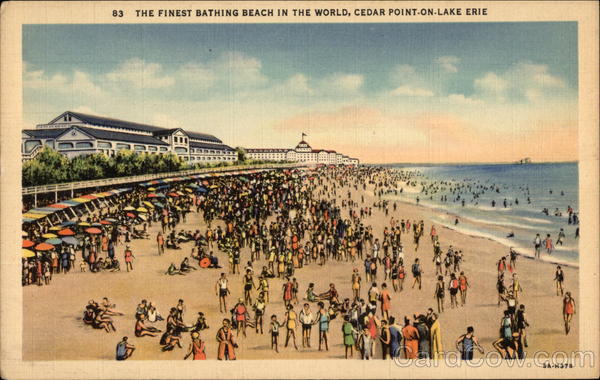 Finest Bathing Beach in the World, Cedar Point-on-Lake Erie Sandusky, OH