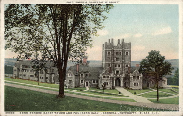 Cornell University - Baker Tower and Founders Hall, Dormitories Ithaca, NY