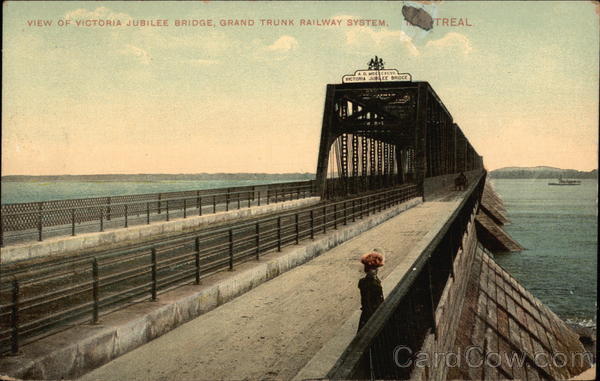 View of Victoria Jubilee Bridge, Grand Trunk Railway System Montreal ...