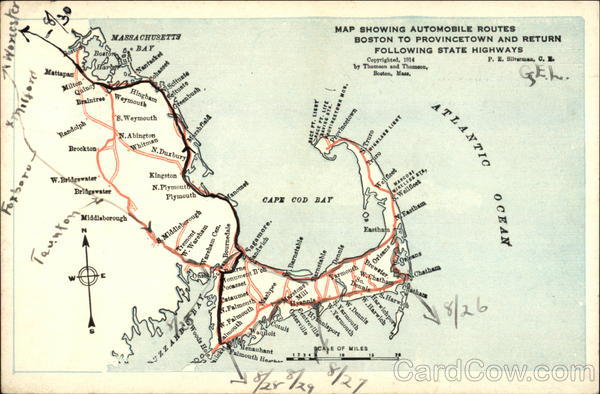 Map Showing Automobile Routes Massachusetts Maps