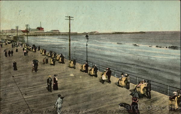 Rolling Chair Parade, Young's Ocean Pier in Distance Atlantic City, NJ