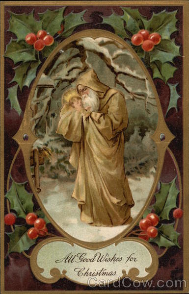 Santa in Brown Robe With Jesus Christ