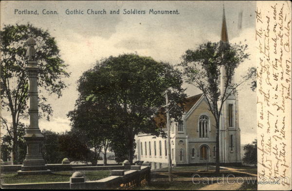 Gothic Church and Soldiers Monument Portland, CT