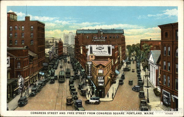 Congress Street and Free Street from Congress Square Portland, ME
