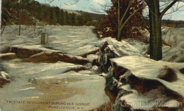 Tri State Monument During Ice Gorge Port Jervis, NY