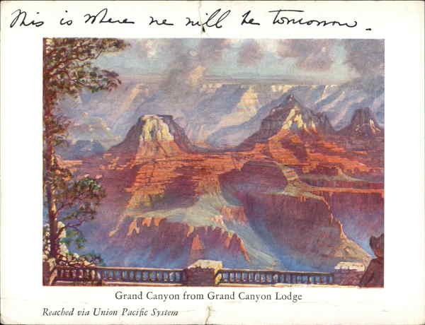 Union Pacific Zion Lodge luncheon menu Grand Canyon National Park, AZ