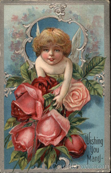 Wishing You Many with Cherub & Roses Birthday