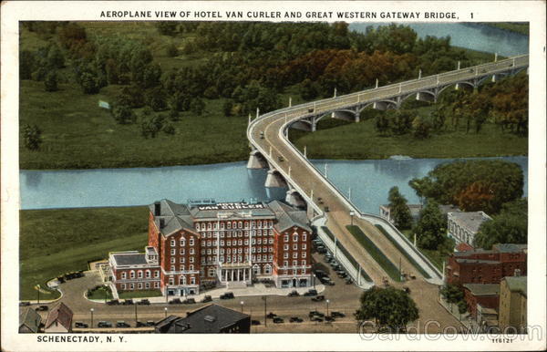 Aeroplane View of Hotel Van Curler and Great Western Gateway Bridge ...