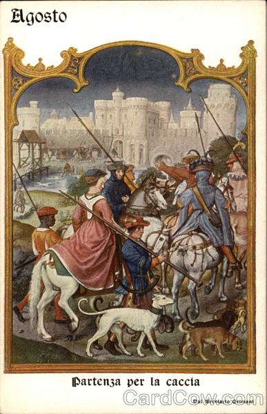 August - Medieval Hunting Scene Months
