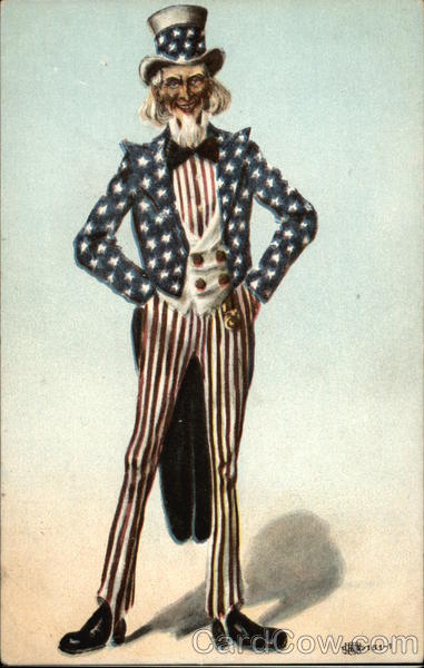 Uncle Sam Dressed in Red, White and Blue Patriotic