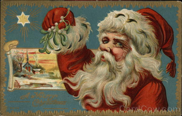 A Merry Christmas with Santa and Mistletoe Santa Claus