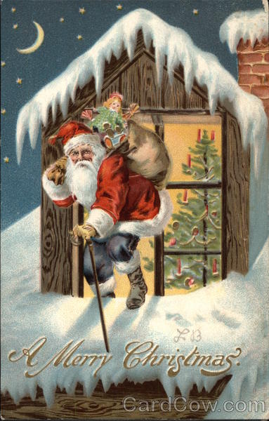 Santa Climbing Out a Window Santa Claus Santa Climbing Out a Window Santa Claus
