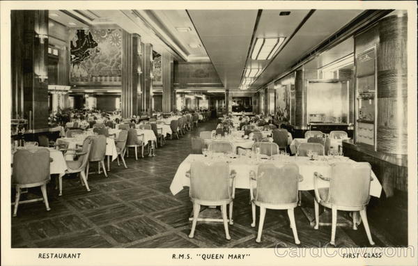 R.M.S. Queen Mary - Restaurant, First Class Cruise Ships