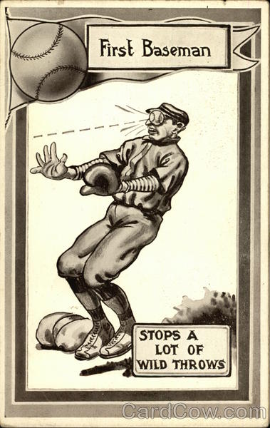 First Baseman Stops a Lot of WIld Throws Baseball