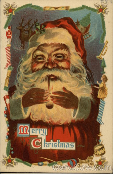 Santa Smoking a Pipe Santa Claus