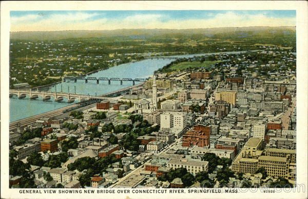 View showing New Bridge over Connecticut River Springfield, MA