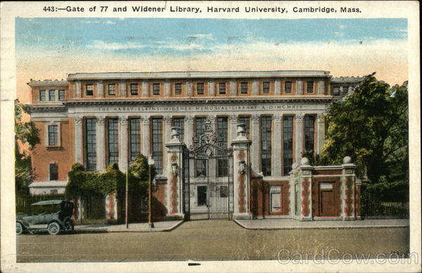 The Harry Elkins Widener Library, Harvard University Cambridge, MA The Harry Elkins Widener Library, Harvard University Cambridge, MA