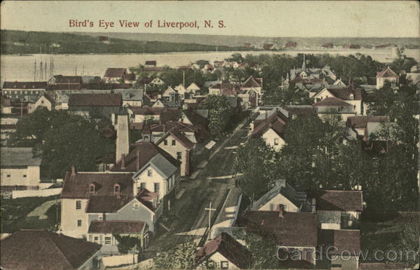 Bird's Eye View of Town Liverpool, NS Canada Nova Scotia