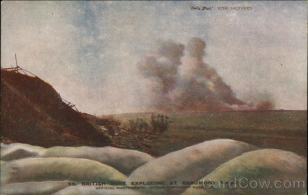 British Mine Exploding at Beaumont Hamel World War I
