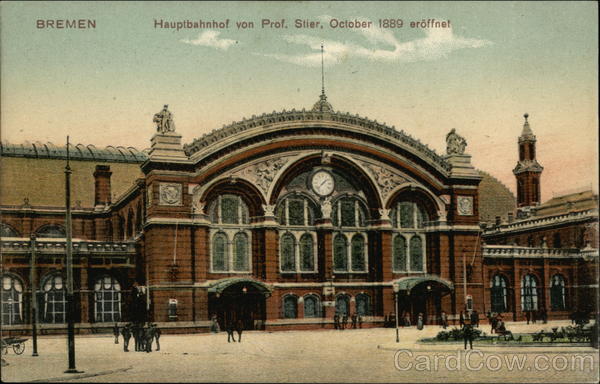 Hauptbahnhof von Prof. Stier, October 1889 eröffnet Bremen, Germany