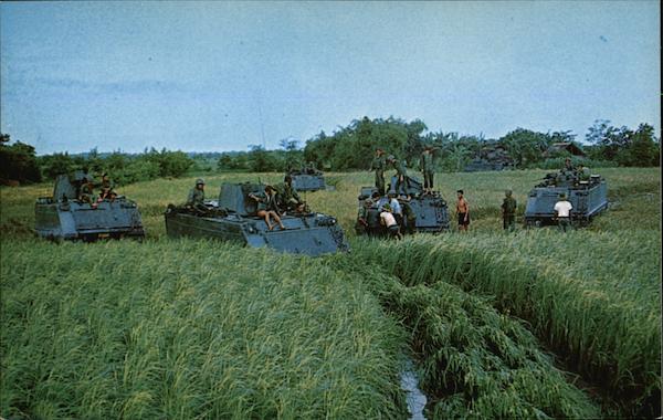 Army Tanks in the Rice Paddies, South Viet-Nam Vietnam Southeast Asia