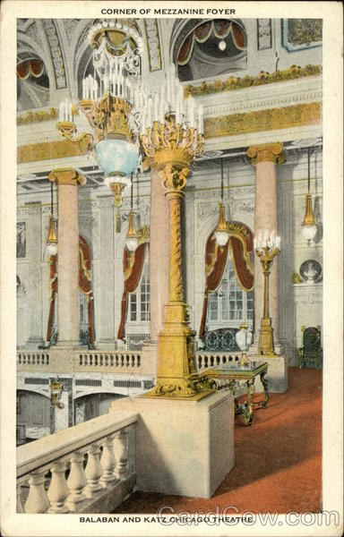 Corner of Mezzanine Foyer, Balaban and Katz Chicago Theatre Illinois