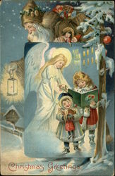 A Merry Christmas - Snow Angel with Toys and Two Deer Angels