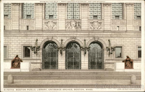 Boston Public Library - Entrance Arches Massachusetts