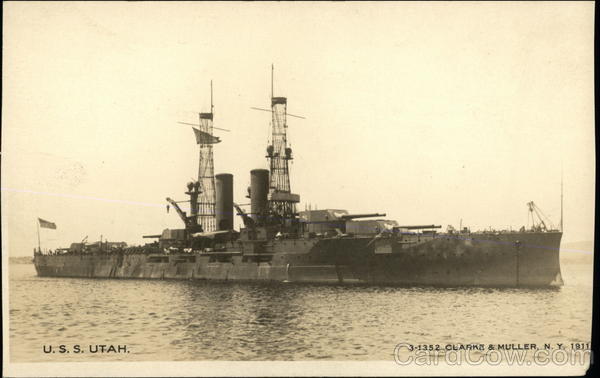 USS Utah on the Water Battleships
