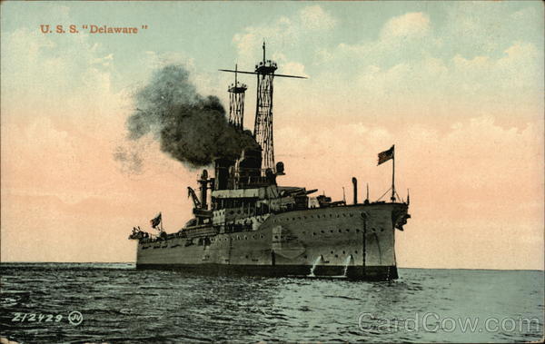 USS Delaware on the Water Battleships