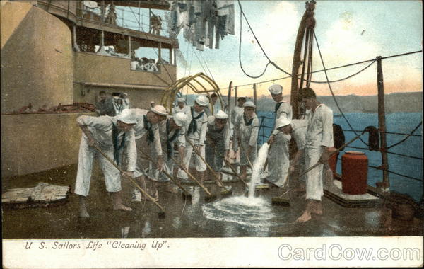 U. S. Sailors Life "Cleaning Up." Navy